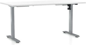 Výškově nastavitelný stůl OfficeTech A, 160 x 80 cm, šedá podnož, bílá