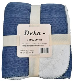 DEKA BERÁNEK pletený vzor 150X200 - MODRÁ