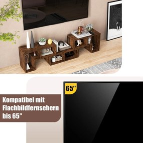 Costway 3dílná dřevěná TV skříňka pro TV do 65" Volně kombinovatelný TV – hnědý