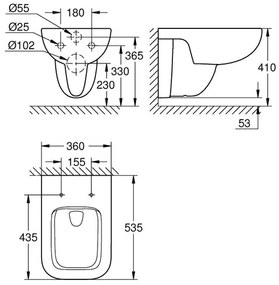 Grohe BauEdge WC závěsné Rimless 3/5l, alpská bílá 39809000