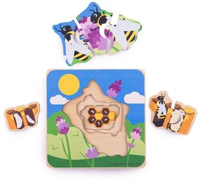 Bigjigs Toys Vkládací puzzle životní cykly včely