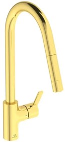 Ideal Standard Gusto Dřezová baterie s vytahovací sprškou, 2 polohy - Brushed Gold BD416A2