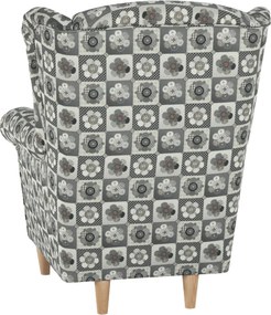 ušák, křeslo, s taburetem, látka patchwork N1, Tempo Kondela ASTRID