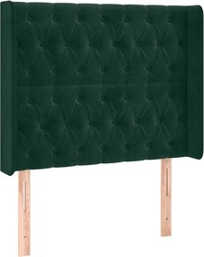 Box spring postel s matrací a LED tmavě zelená 90x200 cm samet 3139724
