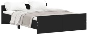 vidaXL Rám postele s hlavovým a nožním čelem černý 140 x 190 cm