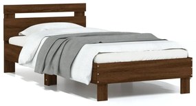 vidaXL Rám postele s čelem hnědý dub 75 x 190 cm kompozitní dřevo
