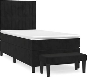Box spring postel s matrací černá 90x200 cm samet 3137943