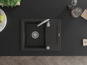 Mexen Enzo - dřez granitový 57,6x46,5cm, 1-komorový, černá-zlatá, 6506571005-75