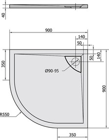 Polysan LUSSA 90 x 90 cm sprchová vanička 71602 litý mramor