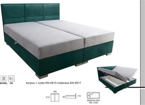 Čalouněná postel Kvadrat II, 200x180, zelená/šedá (an 4810/4817)