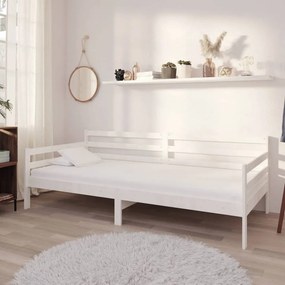Denní postel s matrací 90 x 200 cm bílá masivní borové dřevo 3083600