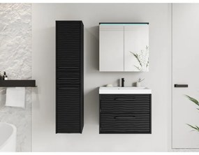 Koupelnový nábytek Tomeq I, Barva: černý grafit / černá vlna, Sifon k umyvadlu: ne, Osvětlení: osvětlení LED RGB - barevné, Baterie: Economico BYU 020M