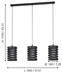 Eglo 99347 - Lustr na lanku CREMELLA 3xE27/40W/230V