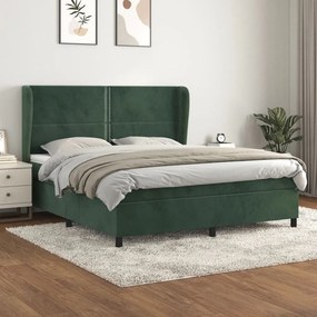 vidaXL Box spring postel s matrací tmavě zelená 180x200 cm samet