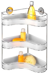 Samodržící třípatrová rohová polička s miskami Wenko Vacuum-Loc, nosnost až 33 kg