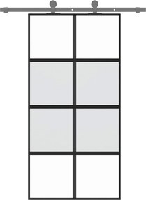 Posuvné dveře černé 102,5 x 205 cm tvrzené sklo a hliník 155224