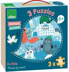Vilac Dřevěné puzzle Světová zvířata