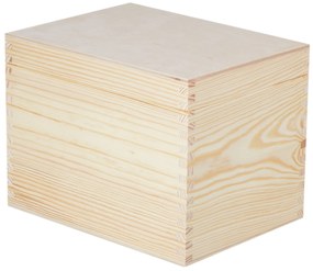 Dřevěná krabička s víkem - 20 x 15 x 15 cm, přírodní
