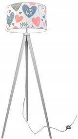 Dětská stojací lampa Heart, 1x bílé textilní stínítko se vzorem, (výběr ze 2 barev konstrukce), p
