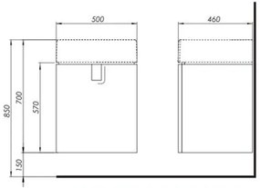 KOLO Skříňka umyvadlová 50 cm, dvířka, lesk bílá 89483000