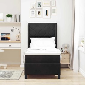 Postel s boxspringem s čelo Černá 80 x 200 cm samet 3342034