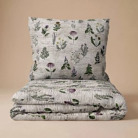 Krepové perkálové prodloužené povlečení Léčivá zahrada Velikost: 140 x 220 + 70 x 90