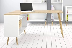Rohový psací stůl Retros bílý/dub