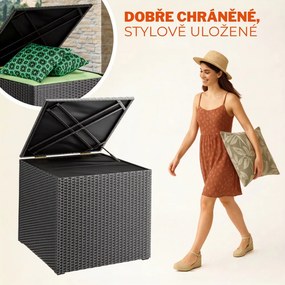 Polyratanový úložný box RICCO, 318L, 75x75x70 cm, černá Casaria