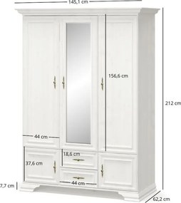 Skříň pětidveřová se zrcadlem a zásuvkami Irys 145.1x212x62.2 cm Borovice anderson