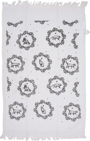 Bílý froté kuchyňský ručník s kočičkami Lovely Grey Cats - 40*66cm