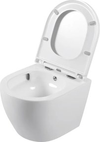 Erga Lily, závěsná WC mísa s funkcí bidetu + toaletní sedátko, bílá lesklá, ERG-V03-LILY-TO2-BID-WH