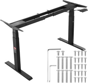 Elektrický stojanový rám stolu s dvojitým motorem nastavitelný 66–129 cm H černý