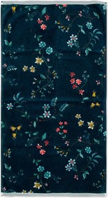 Pip Studio ručníky z bavlněného froté Les Fleurs, tmavě modré (Luxusní ručníky z bavlněného froté v designu Les Fleurs v tmavě modré barvě)