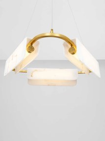 Krémové/v mosazné barvě LED stmívatelné závěsné svítidlo v dekoru mramoru ø 63 cm Aider – Nova Luce