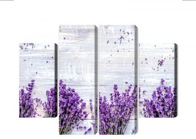 Vícedílný obraz Květy Levandule Na Pozadí Rustikální Dřevěné Prkno Nedostatek Nedostatek Plátno Canvas 200x150