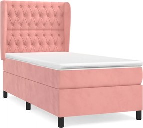 Box spring postel s matrací růžová 90x200 cm samet 3129374