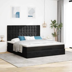 Osmanský rám postele s matracíes černá 180x200cm samet 3313633