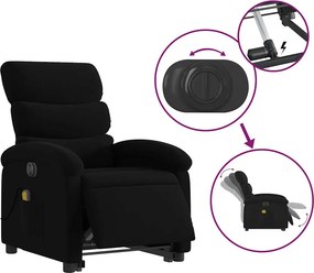Elektrické zvedací masážní polohovací křeslo černé textil 3204016