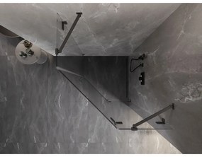 Mexen Lunar, pětiúhelníkový sprchový kout naklápěcí vpravo 80 x 80 cm, 8mm čiré sklo, grafitový profil, 831-080P-080L-95-00-P