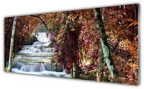 akrylový obraz Vodopád Les Příroda 125x50 cm