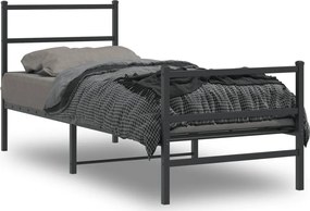 vidaXL Kovový rám postele s hlavovým a nožním čelem 75 x 190 cm [355422] Barva: Černá
