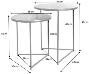 Sada odkládacích stolků Khalil 40 cm antik stříbrná