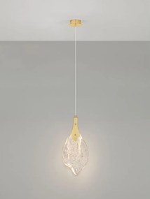 Ocelové LED stmívatelné závěsné svítidlo ve zlaté barvě se skleněným stínidlem ø 17,5 cm Bellina – Nova Luce