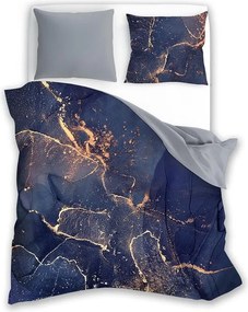 Saténové ložní povlečení MINERÁLY tmavě modré