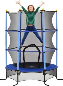 HOMCOM Dětská trampolína Ø163 cm, trampolína se síťkou, krytem okrajů, zahradní trampolína pro děti 3-10 let, max. nosnost 50 kg, modrá | Aosom