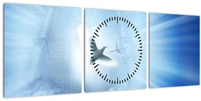 Obraz - Boží holubice (s hodinami) (90x30 cm)