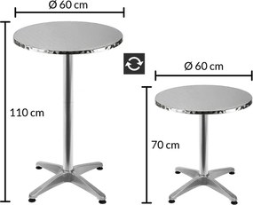 Sada 2 ks zahradních barových stolů CITY 60 cm stříbrná