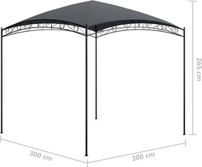 Altán 3 x 3 x 2,65 m antracitový 180 g/m² 313908