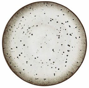 MADAM STOLTZ Kameninový talíř White Brown 22 cm, hnědá barva, keramika