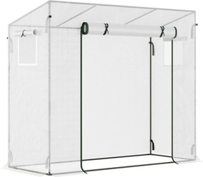 Fóliový skleník Outsunny 200x68x196cm s rolovacími dveřmi a bočním oknem, odolný proti větru, ocel a PE, ideální pro zahradní rostliny
